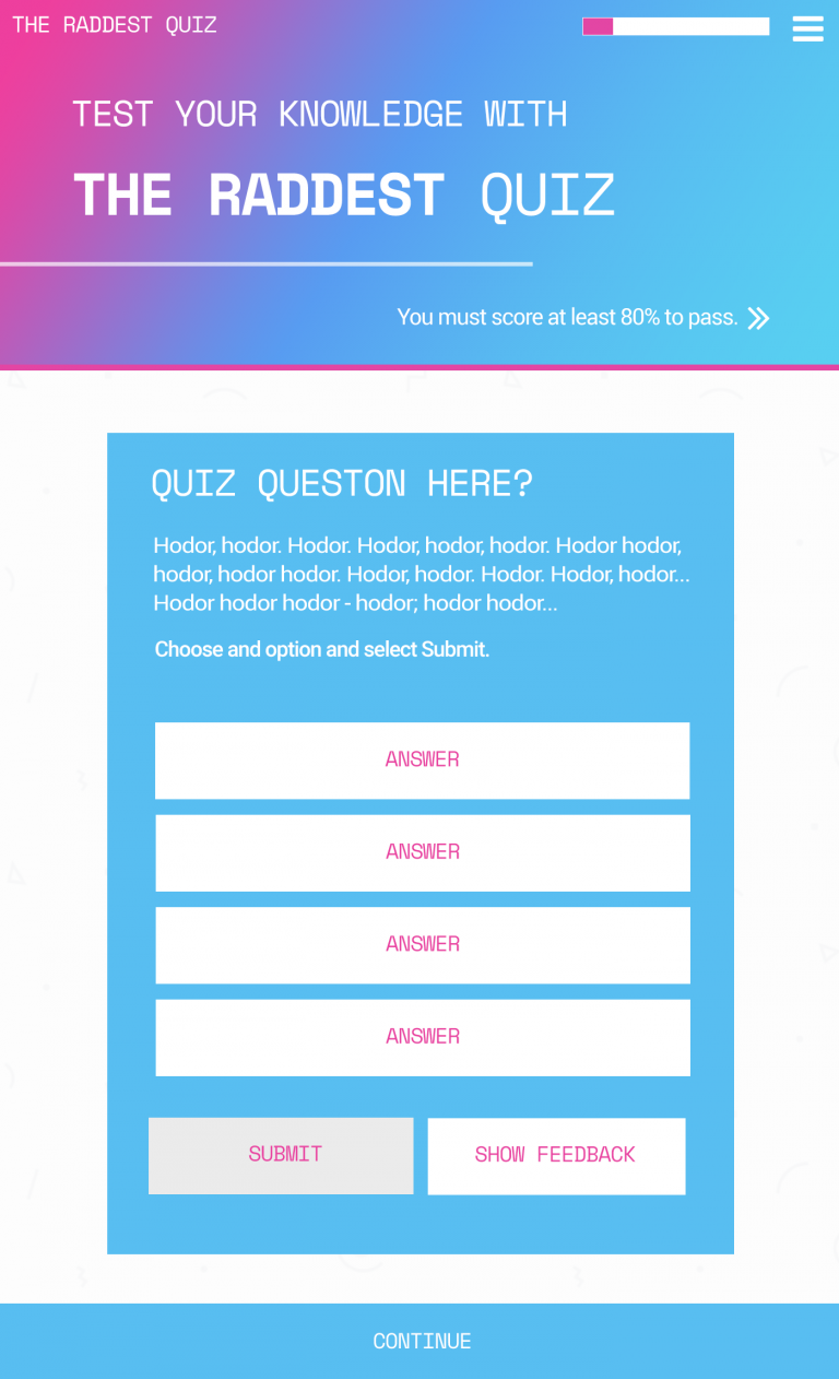 Create a rad, one page, mobile friendly quiz in a weekend - Adapt Learning